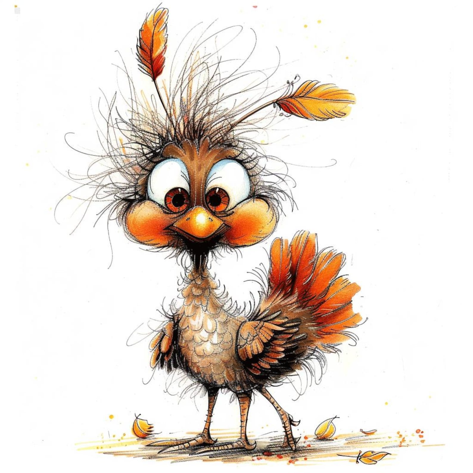 Turkey Crazy Cartoon Line Art Illustration Color Bundle 4 20 Digital Ai ...