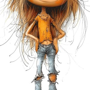 Student Groovy Female Cartoon Line Art Illustration Color Bundle 3 30 ...