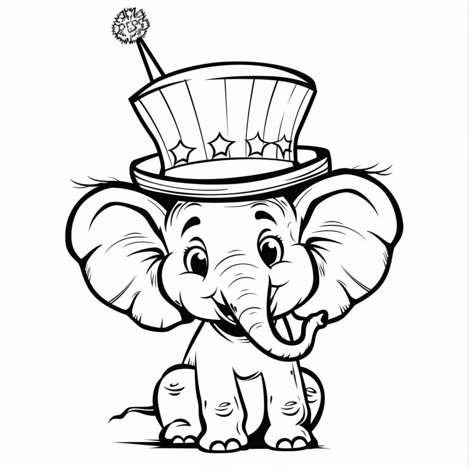 Elephant 4th of July Cartoon Bundle 1 60 Digital Line Ai Art PNG SVG ...