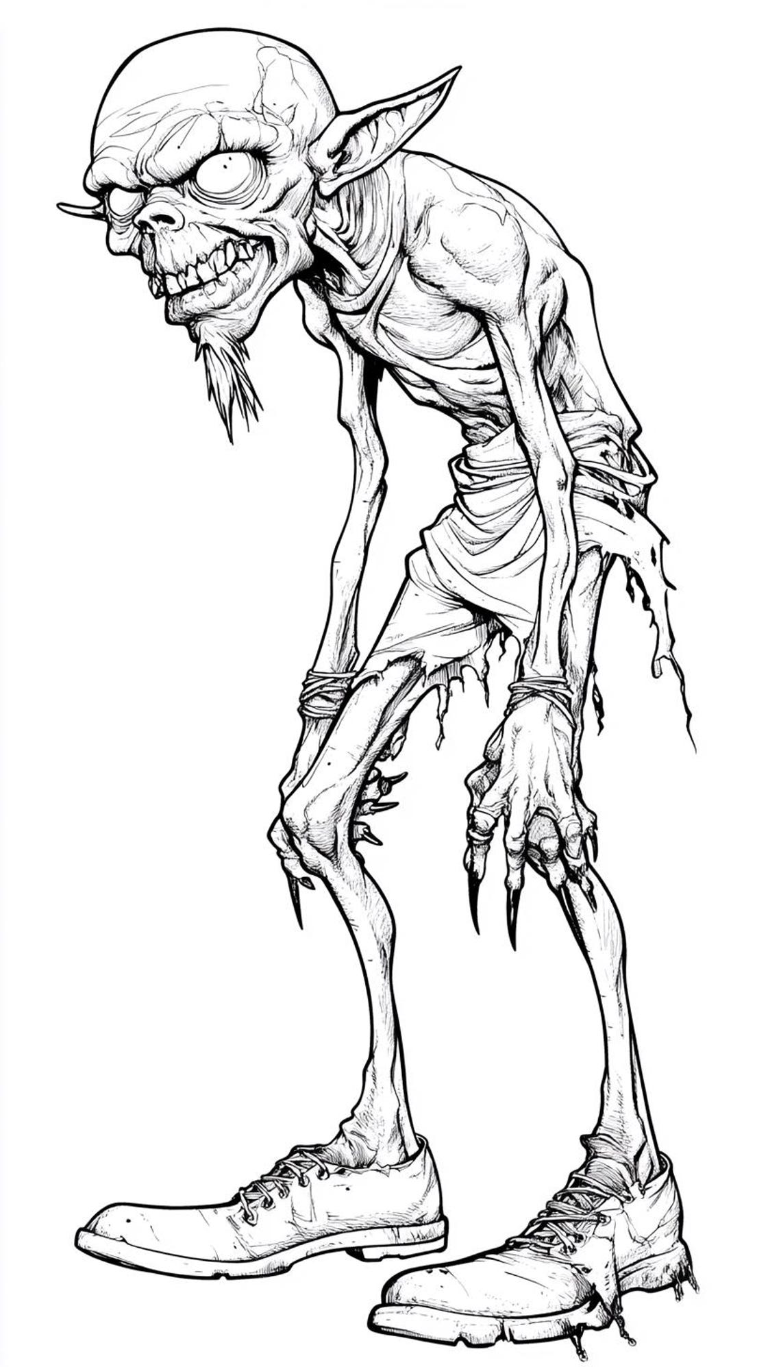 Goblin Cartoon Line Art Illustration Black and White Bundle 1 45 ...