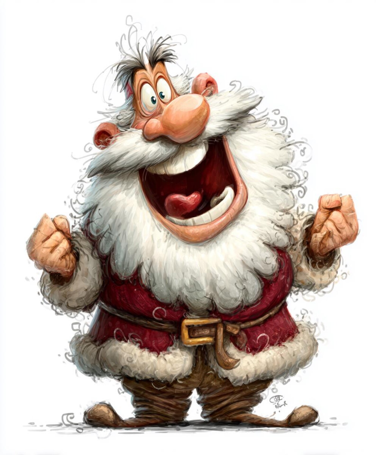 Santa Crazy Cartoon Line Art Color Bundle 6 24 Digital Ai Line Art PNG ...