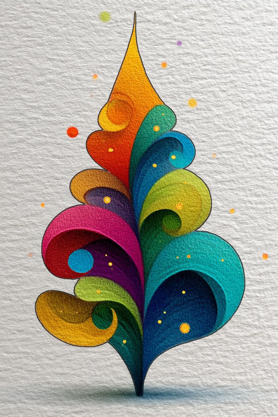 Christmas Tree Modern Abstract Color Line Art Bundle 5 12 Digital Ai ...