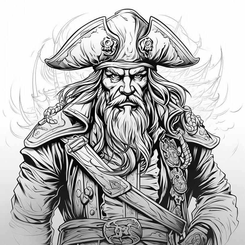 Pirate Full Body Line Art Black and White Bundle 2 65 Digital Ai Line ...