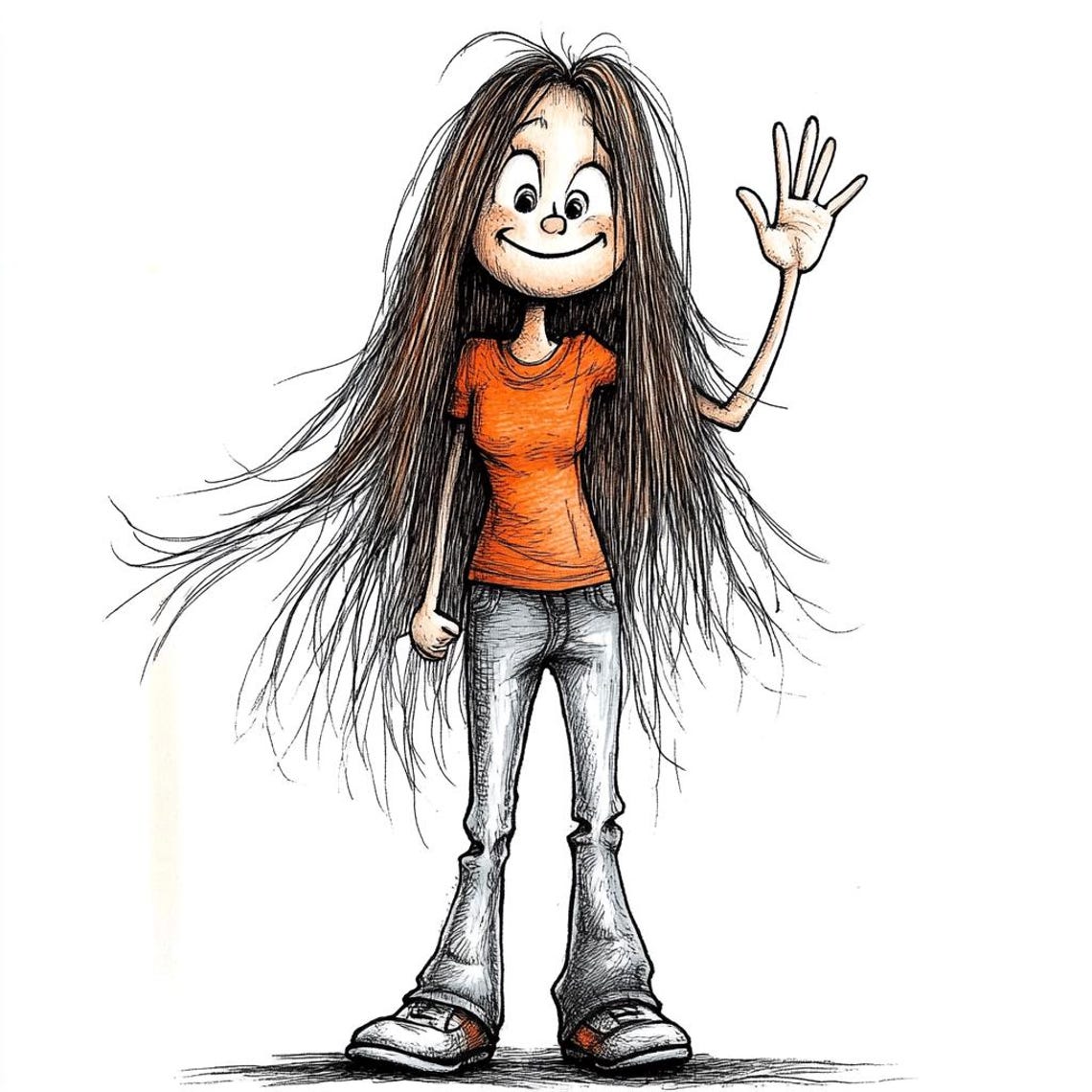 Woman Young Groovy Cartoon Line Art Illustration Color Bundle 1 100 ...