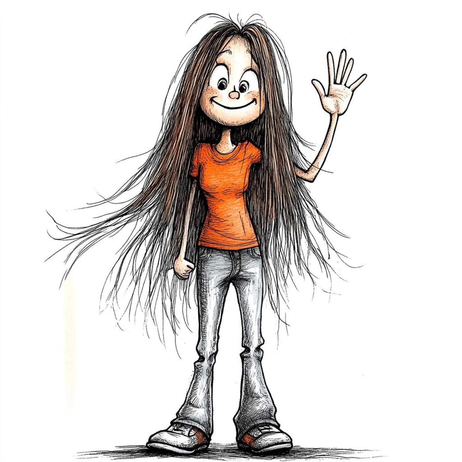 Woman Young Groovy Cartoon Line Art Illustration Color Bundle 1 100 ...