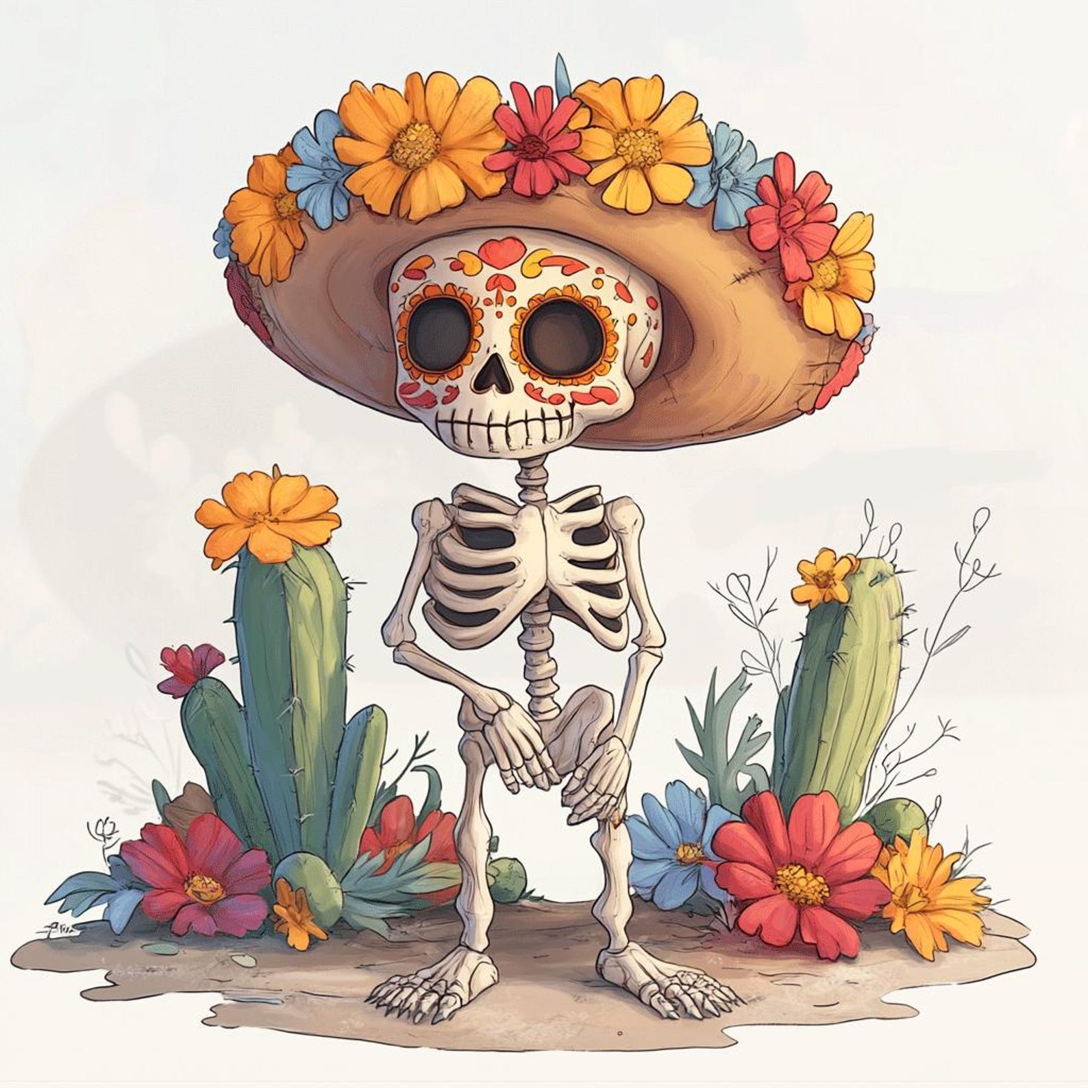 Skeleton Latin American Line Art Color Bundle 2 18 Digital Ai Line Art ...