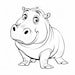 Hippo Cartoon Black and White Line Art Bundle 1 105 Digital Ai Line Art ...