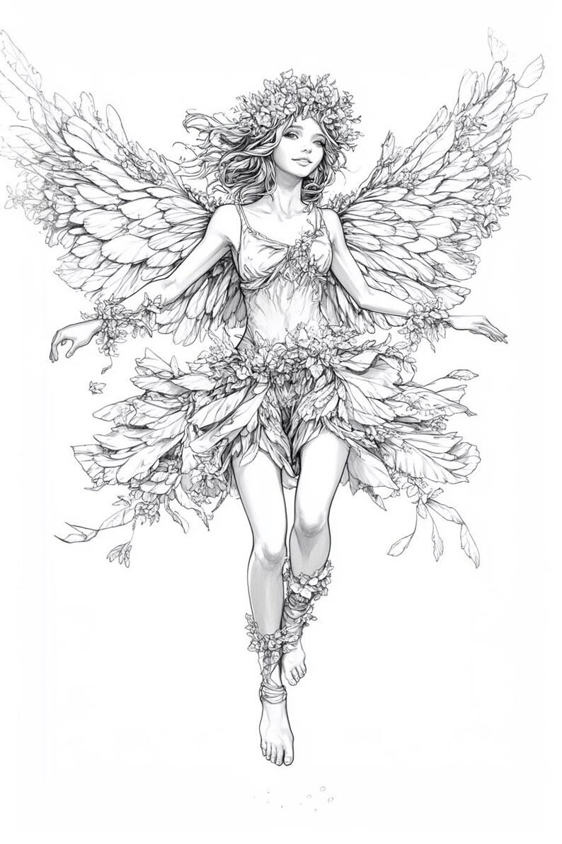 Fairy Cartoon Black and White Bundle 9 20 Digital Ai Line Art PNG-SVG ...