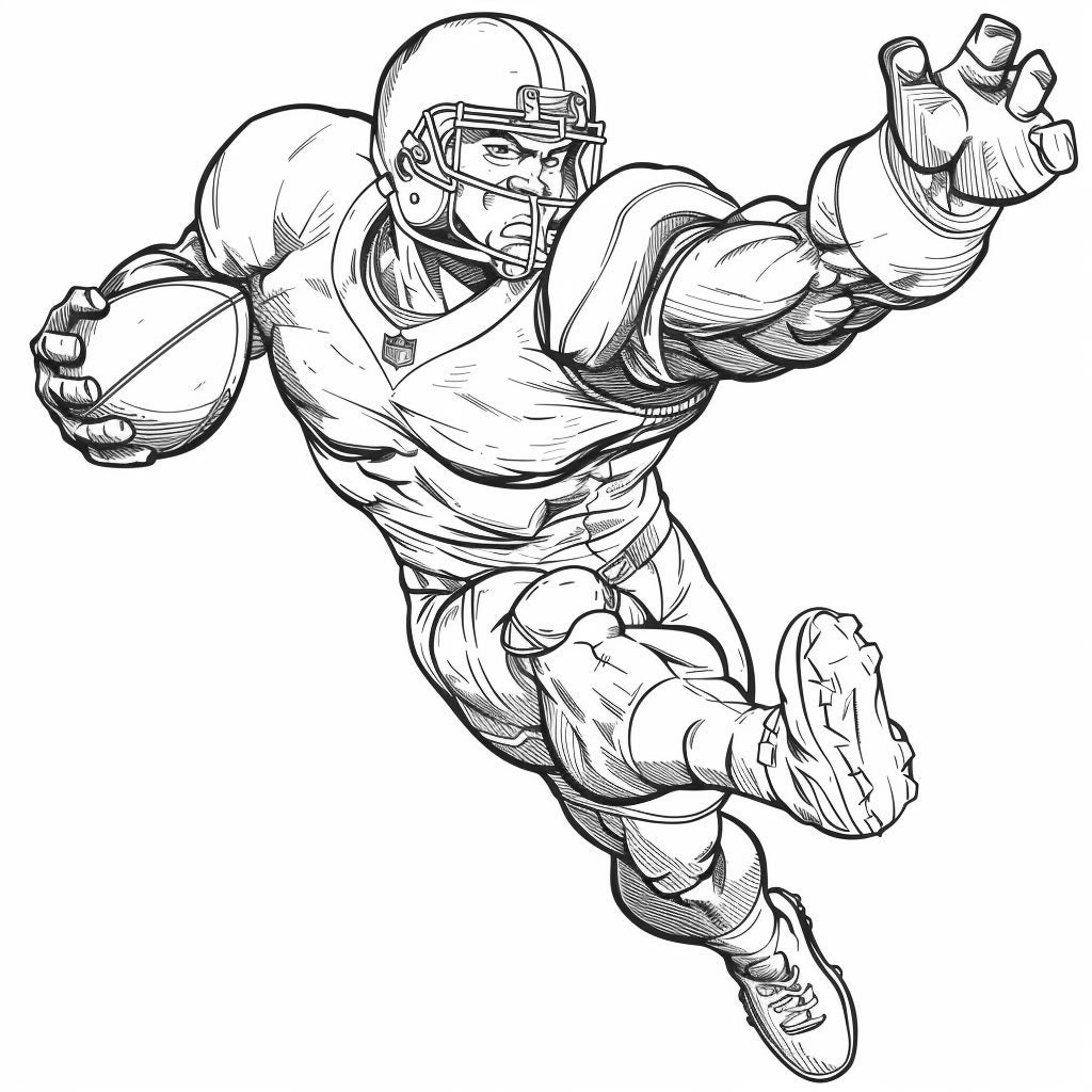 Football Character Cartoon Line Art Black and White Bundle 3 80 Digital ...
