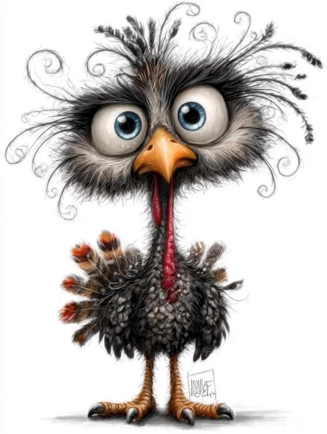 Turkey Crazy Cartoon Line Art Illustration Color Bundle 5 12 Digital Ai ...