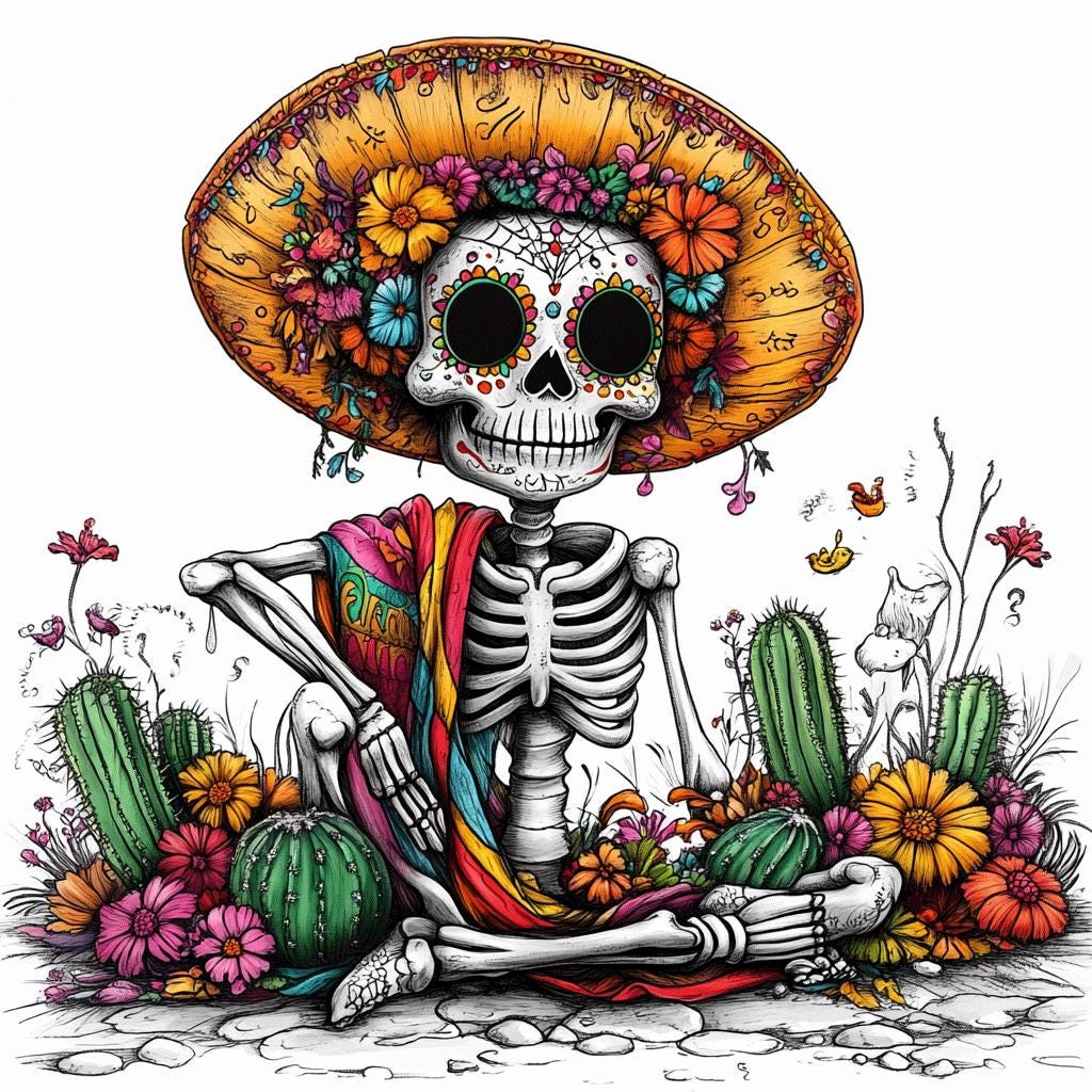 Skeleton Latin American Line Art Color Bundle 2 18 Digital Ai Line Art ...