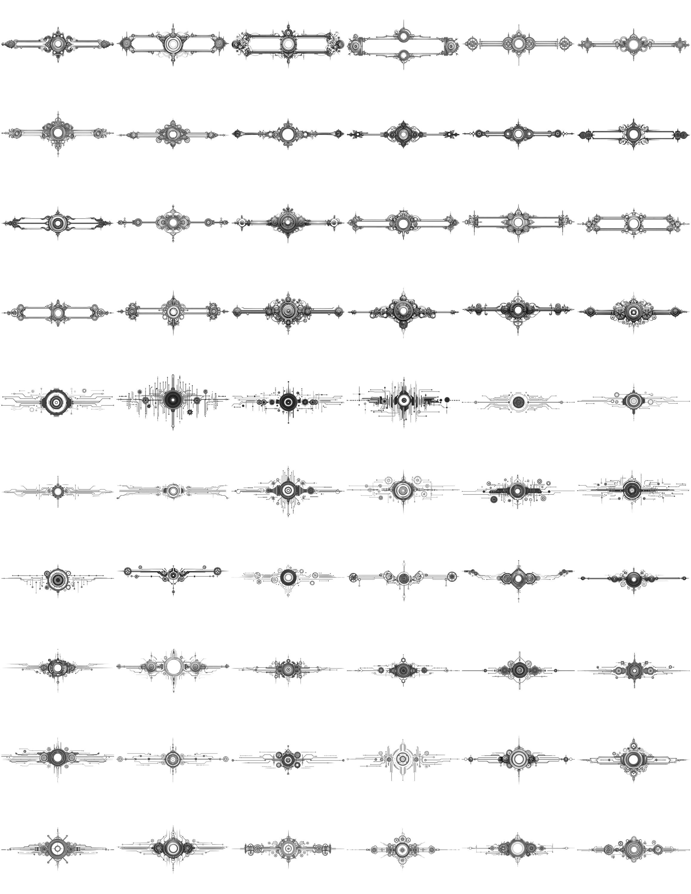 Dividers Steampunk Black and White Bundle 1 130 Digital Line Art Svg ...