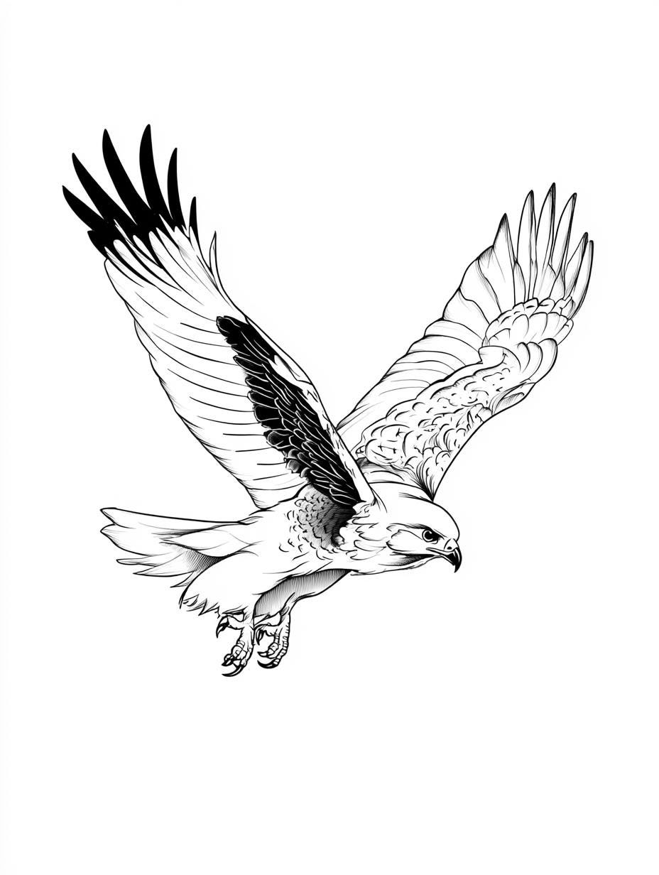Hawk Line Art Illustration Black and White Bundle 2 35 Digital Ai Line ...