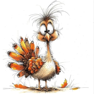 Turkey Crazy Cartoon Line Art Illustration Color Bundle 2 24 Digital Ai ...