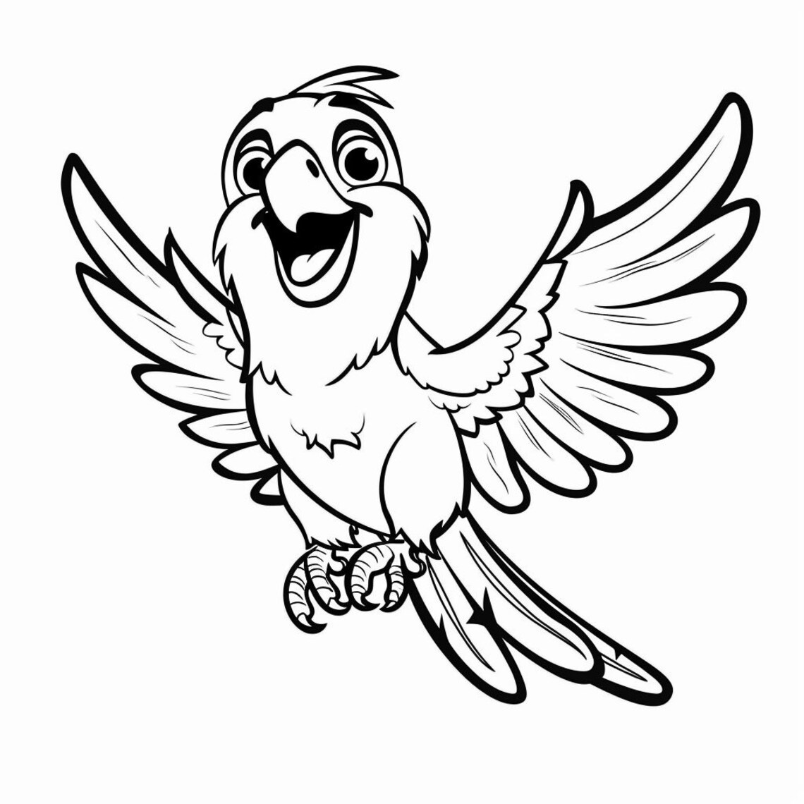 Parrot Cartoon Illustration Black and White Bundle 2 60 Digital Line ...