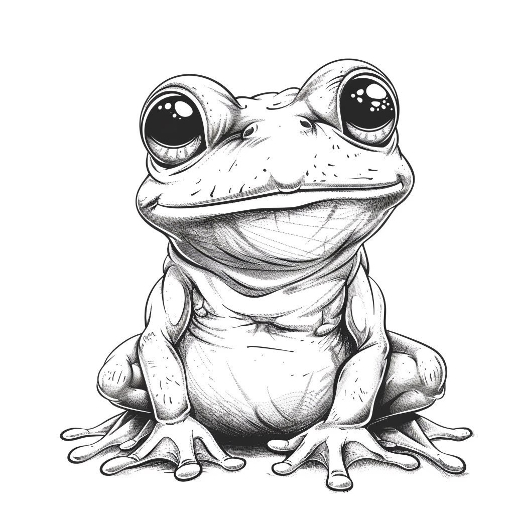 Frog Cartoon Line Art Black and White Bundle 1 50 Digital Ai Line Art ...