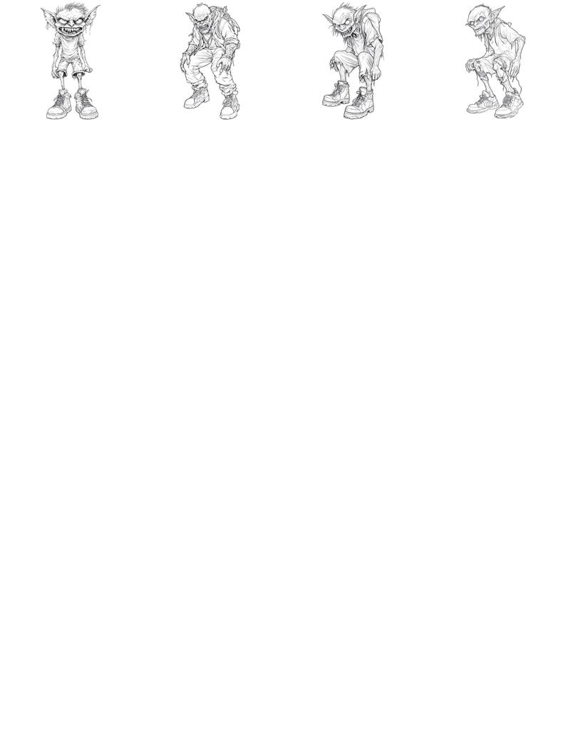 Goblin Cartoon Line Art Illustration Black and White Bundle 1 45 ...