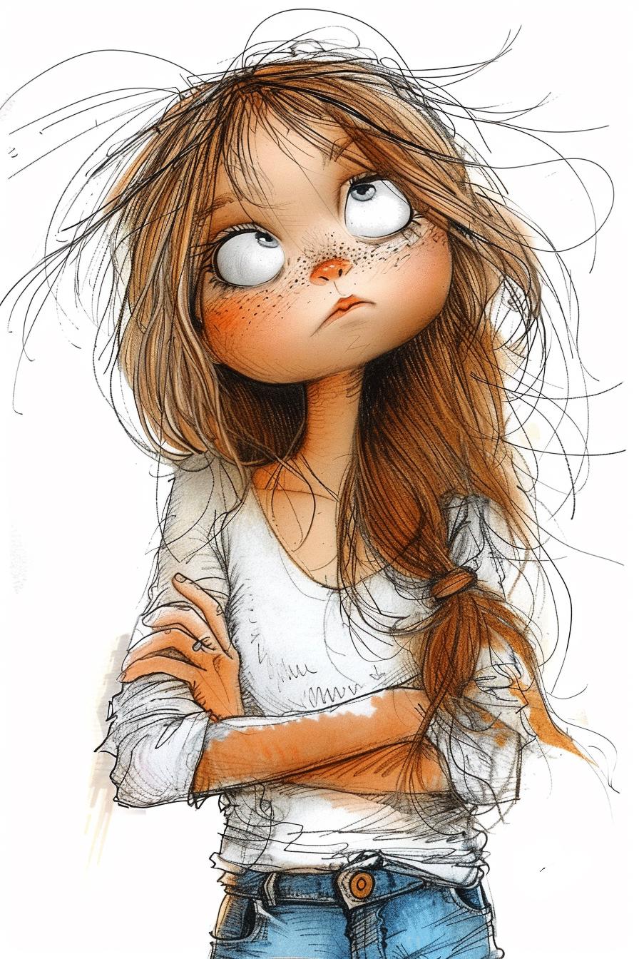 Student Groovy Female Cartoon Line Art Illustration Color Bundle 2 35 ...