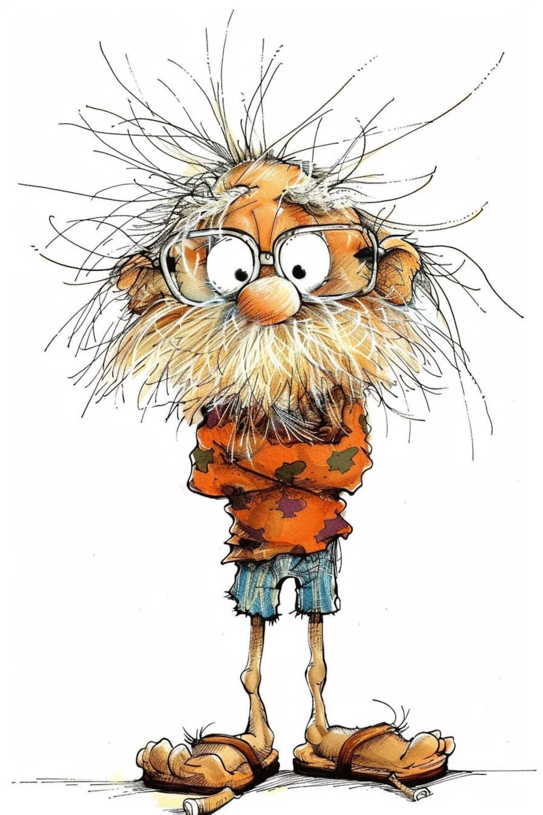 Old Man Groovy Cartoon Line Art Illustration Color Bundle 2 18 Digital ...