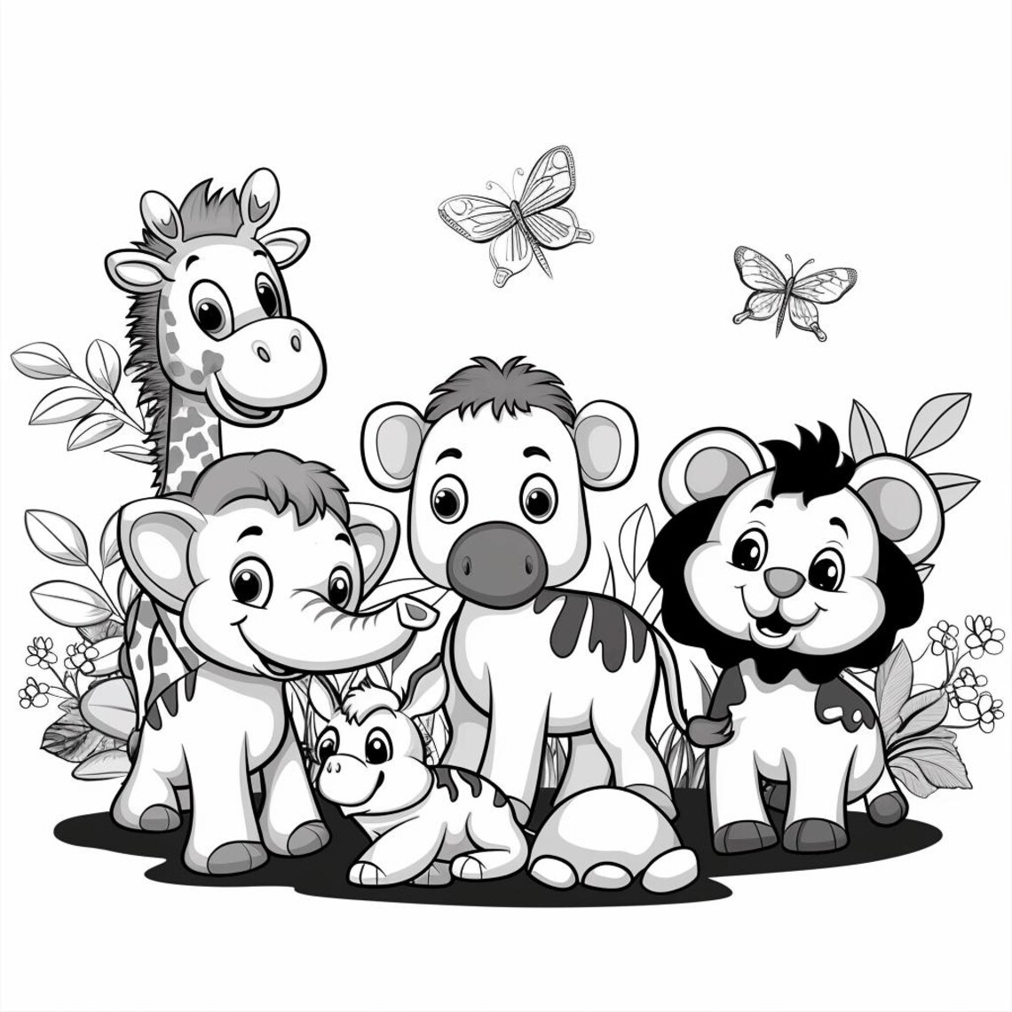 Animal Circus Group Cartoon Black and White Bundle 2 32 Digital Ai Line ...