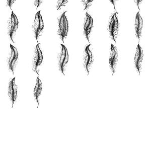 Feather Black/white Line Art Bundle 1 92 Digital Ai Line Art PNG-SVG ...