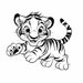 Tiger Jumping Cartoon Line Art Black and White Bundle1 5+ Digital Line ...