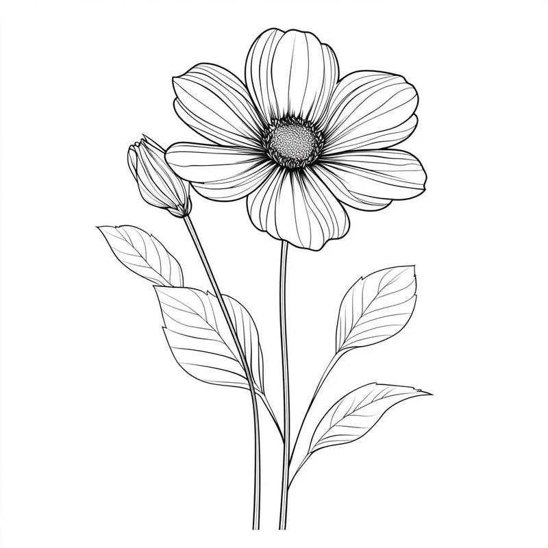 Daisy Line Art Illustration - Etsy Australia