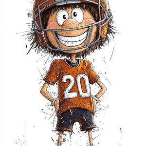 Football Player Kid Cartoon Line Art Illustration Color Bundle 1 48 ...