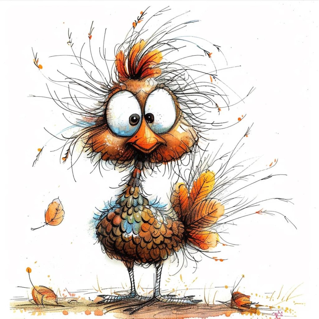Turkey Crazy Cartoon Line Art Illustration Color Bundle 2 24 Digital Ai ...