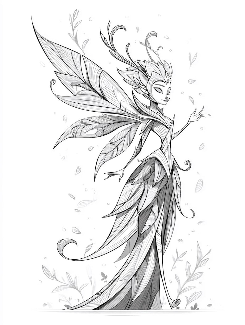 Fairy Abstract Line Art Cartoon Black and White Bundle 1 28 Digital Ai ...