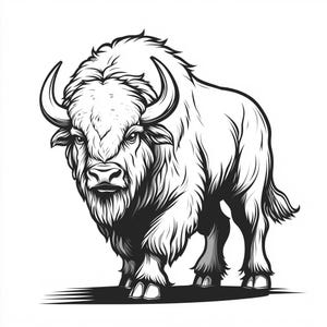 Buffalo/bison Black and White Line Art Bundle 2 65 Digital Ai Line Art ...