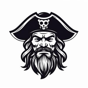 Pirate Head Line Art Black and White Bundle 3 36 Digital Ai Line Art ...