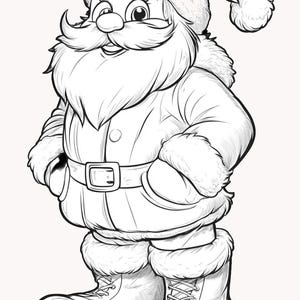 Santa Cartoon Line Art Illustration Black and White Bundle 4 42 Digital ...