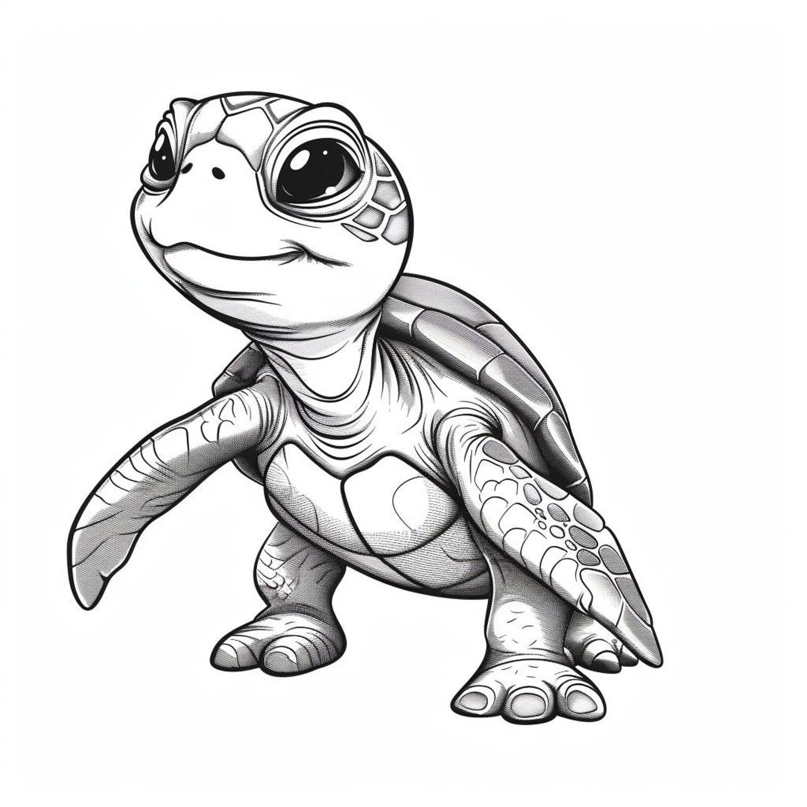 Turtle Sea Cartoon Line Art Black and White Bundle 2 64 Digital Ai Line ...