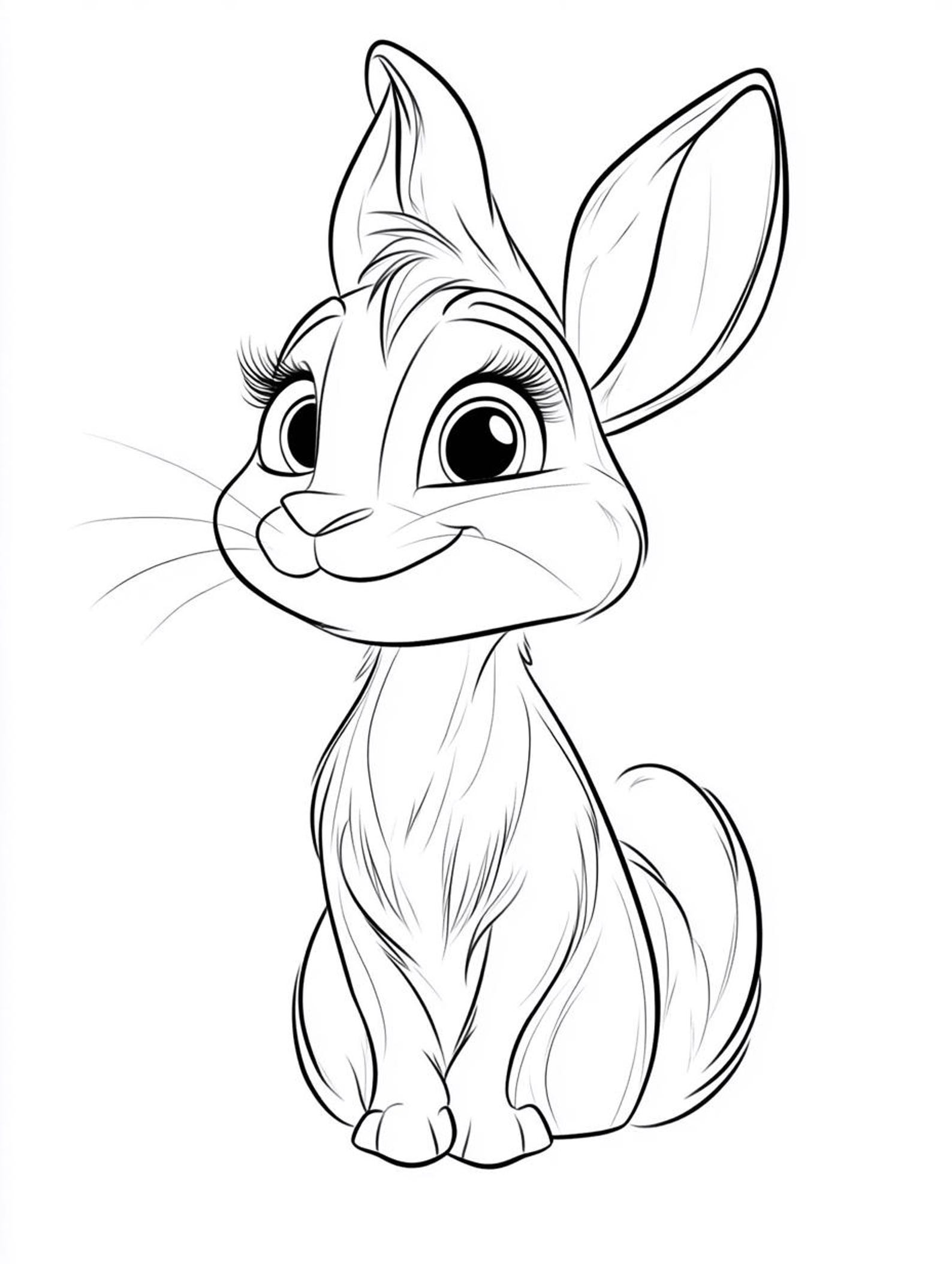 Bunny Cartoon Line Art Black and White Bundle 4 78 Digital Ai Line Art ...
