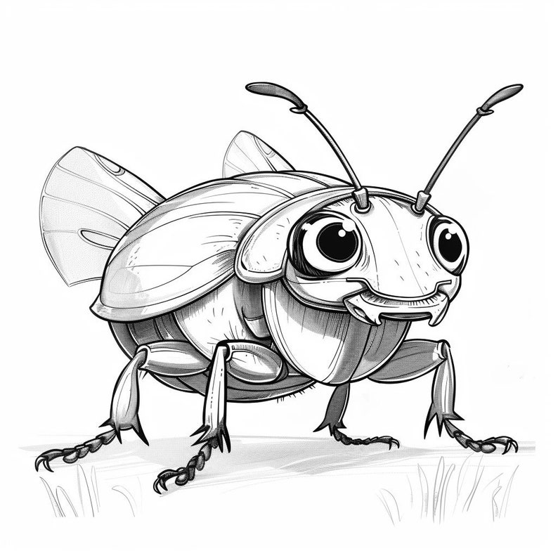 Beetle Bug Cartoons Black and White Bundle 1 50 Digital Ai Line Art PNG ...