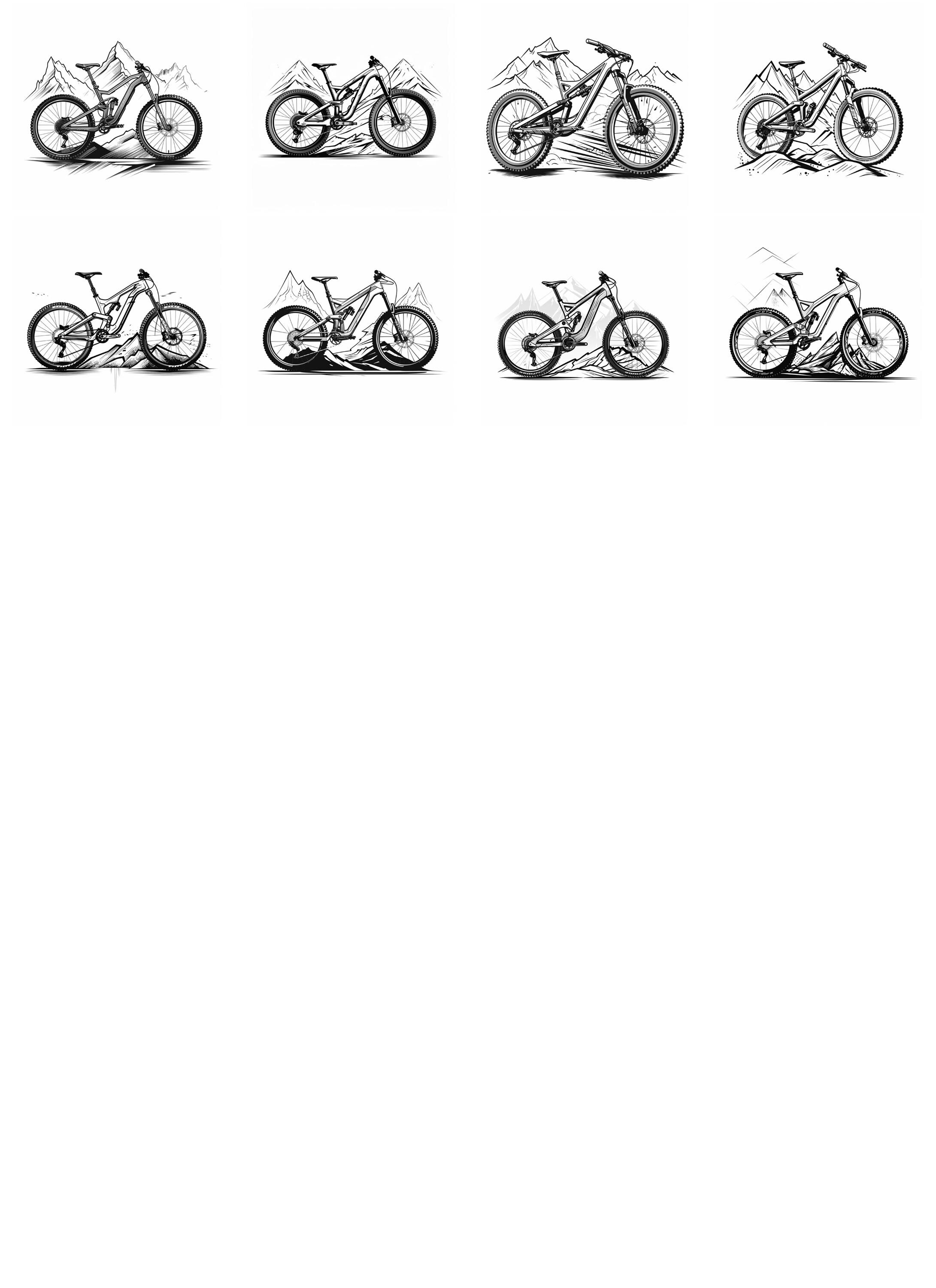 Mountain Bike Black and White Line Art Bundle 2: 55 PNG, JPG, SVG Ai ...