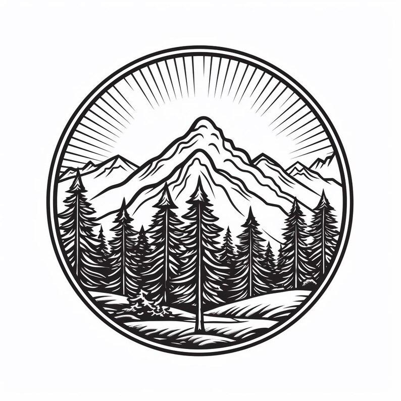Mountain Logo Line Art Bundle 3 28 Digital Ai Line Art PNG-SVG (digital ...