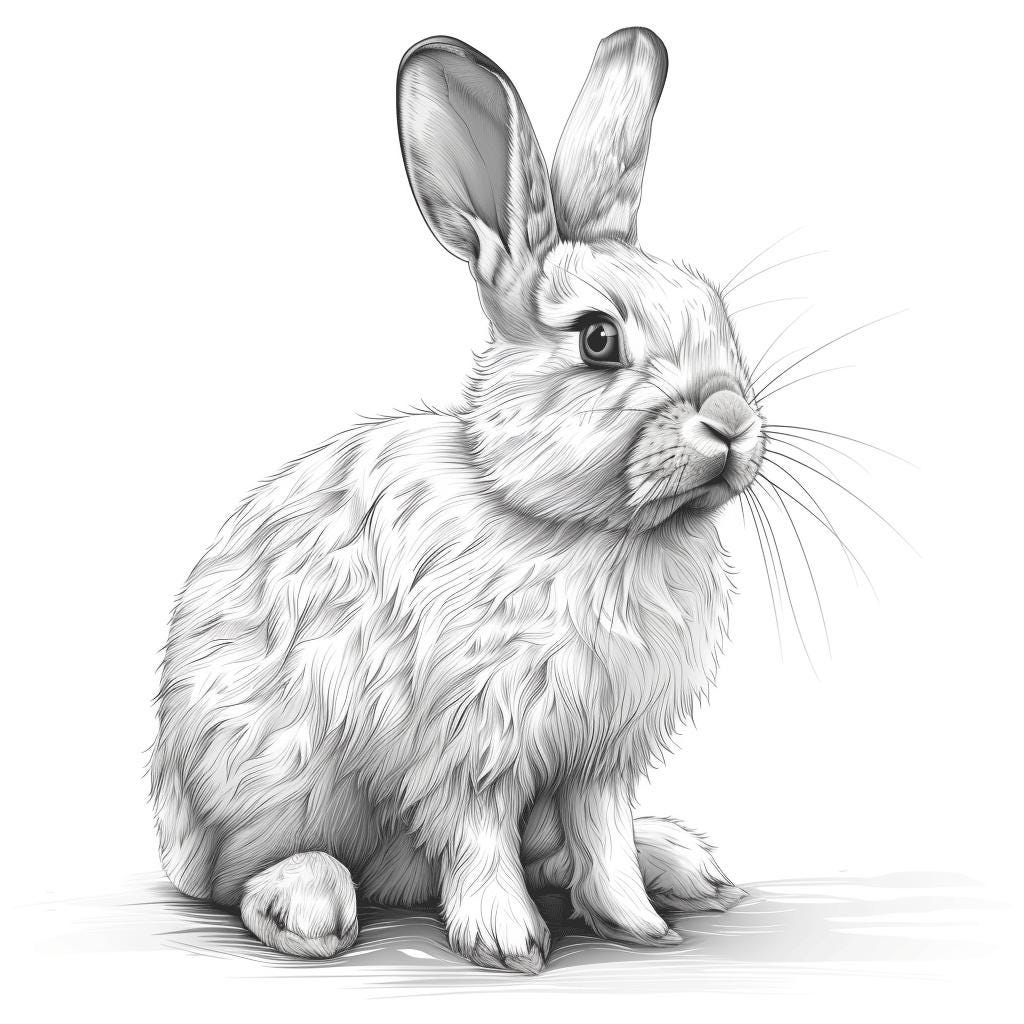 Rabbit Illustration Color Bundle 2 43 Digital Line Art Ai PNG SVG - Etsy