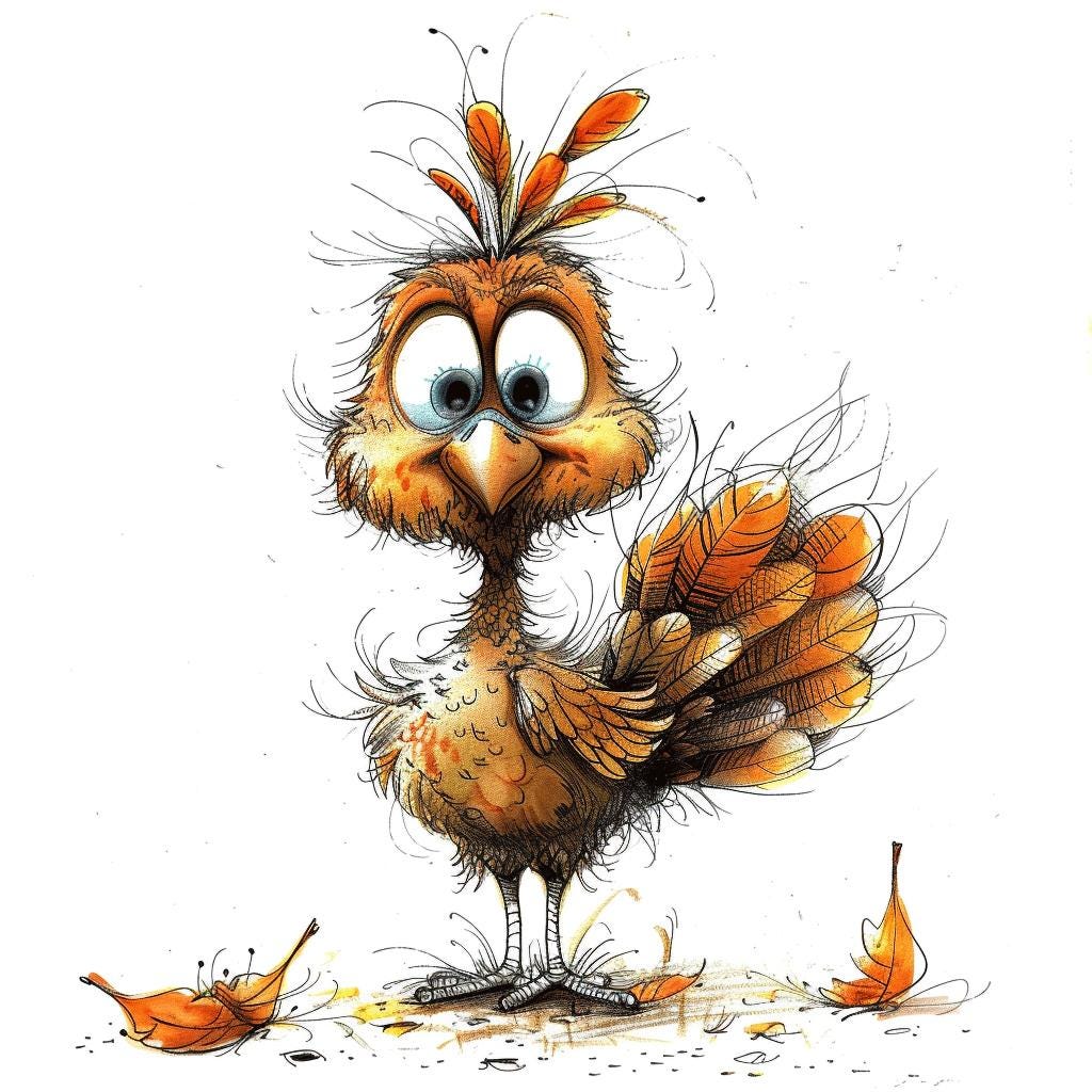 Turkey Crazy Cartoon Line Art Illustration Color Bundle 4 20 Digital Ai ...