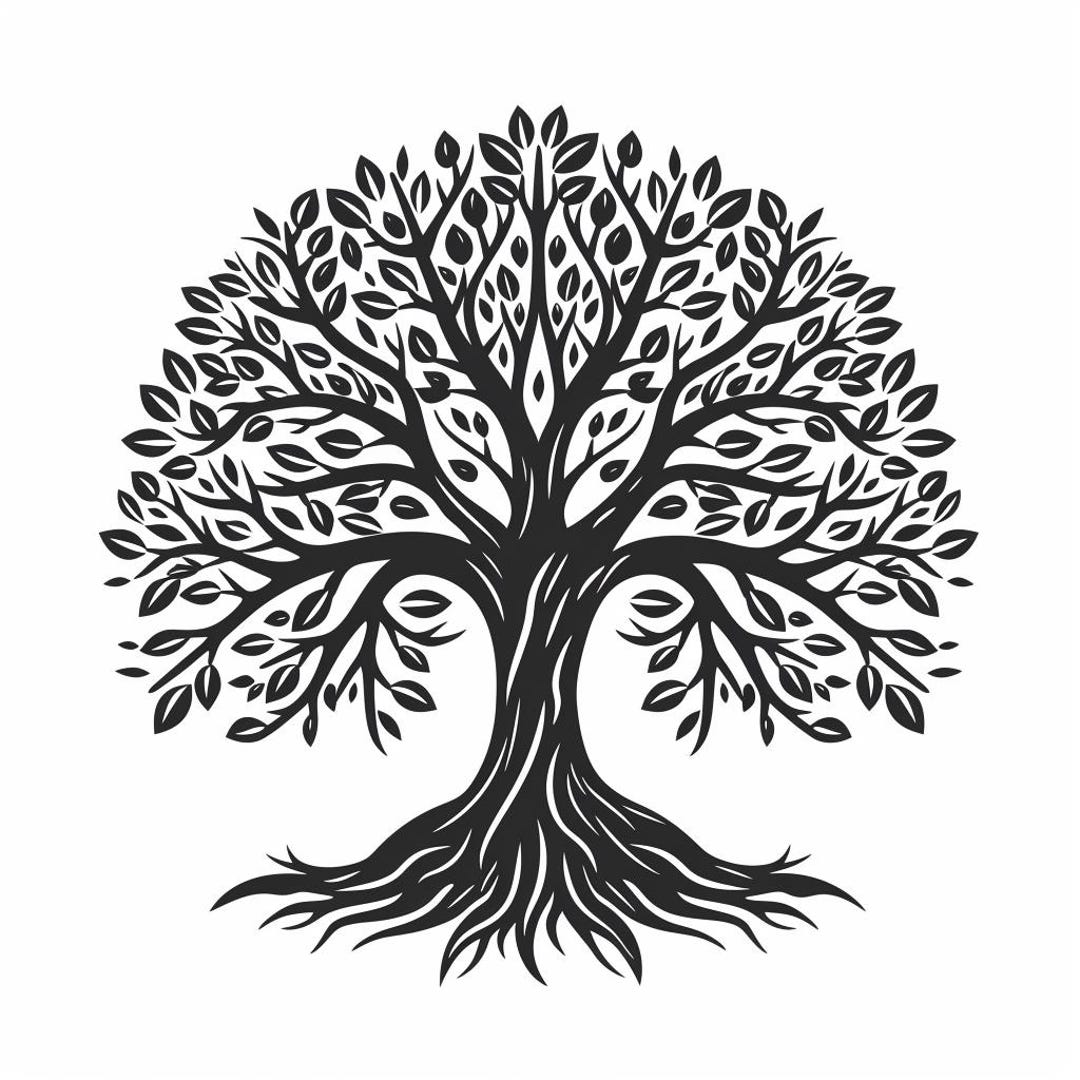 Trees Ancient Line Art Black and White Bundle 3 24 Digital Line Art Ai ...