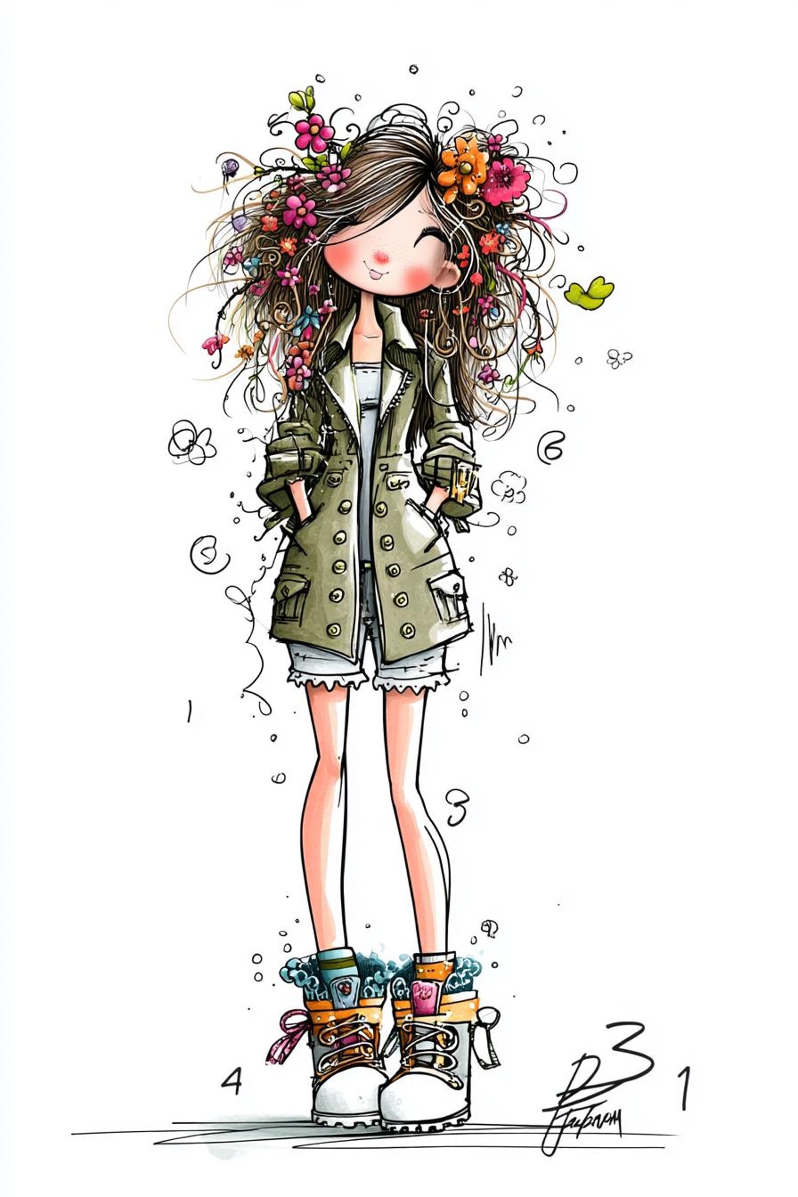 Student Groovy 'carly' Cartoon Line Art Color Bundle 1 16 Digital Ai ...