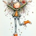 Student Groovy 'carly' Cartoon Line Art Color Bundle 1 16 Digital Ai ...