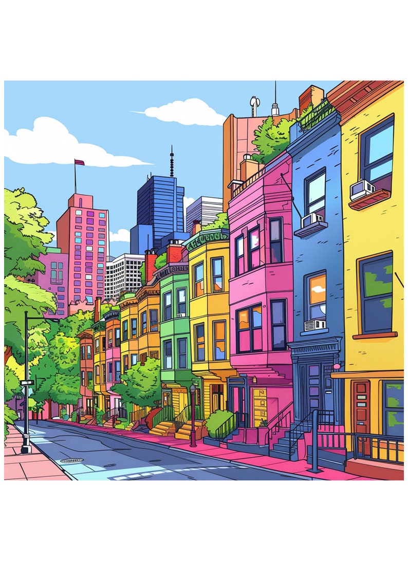 Urban Scene-denver Cartoon PDF Bundle 1. 28 Digital Line Art Ai PDF - Etsy