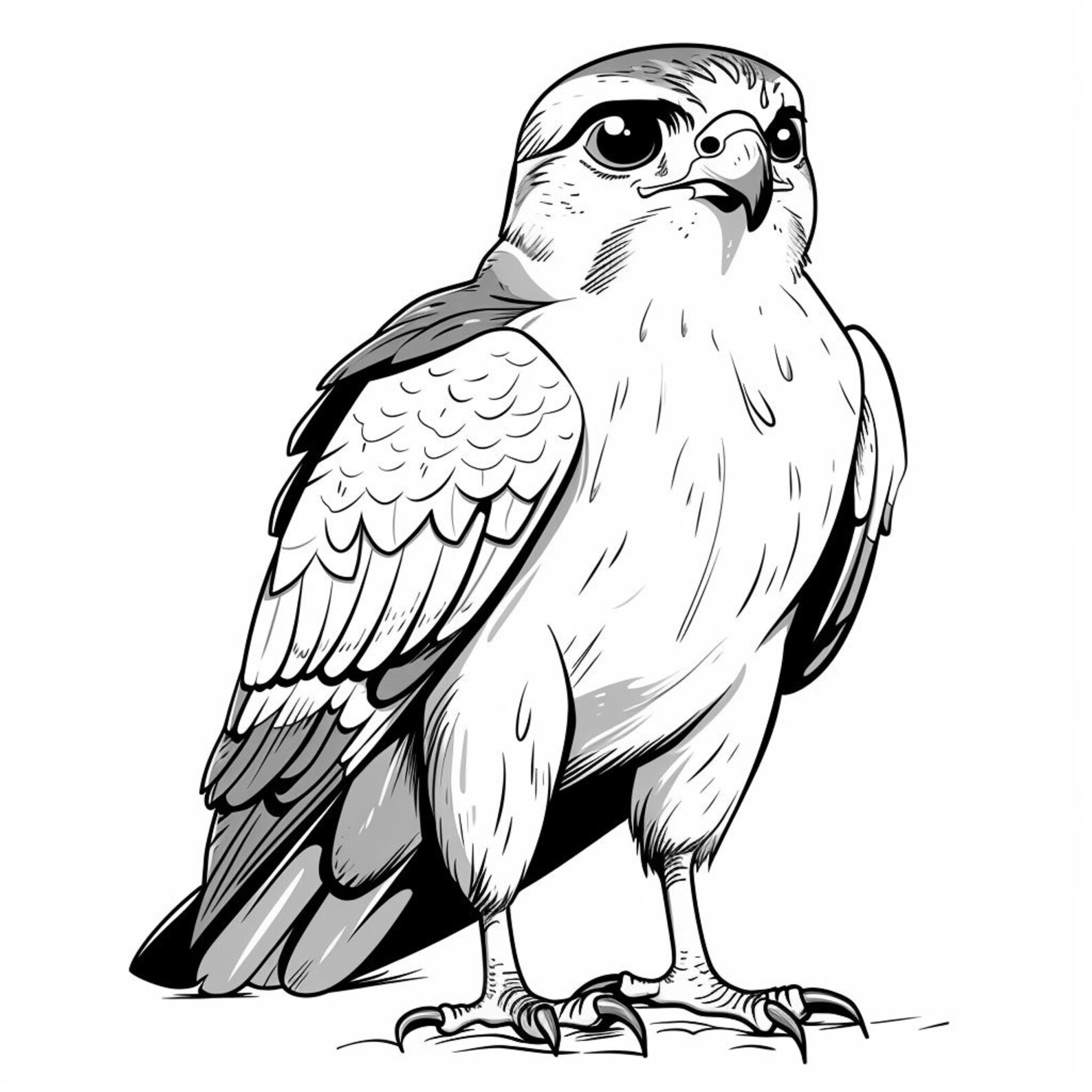 Hawk Realistic Line Art Illustration Black and White Bundle 1 50 ...