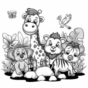 Animal Circus Group Cartoon Black and White Bundle 1 32 Digital Ai Line ...