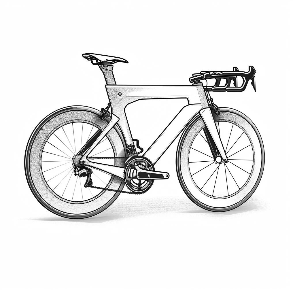 Road Bike Black and White Line Art Bundle 1 48 Digital Ai Line Art PNG ...