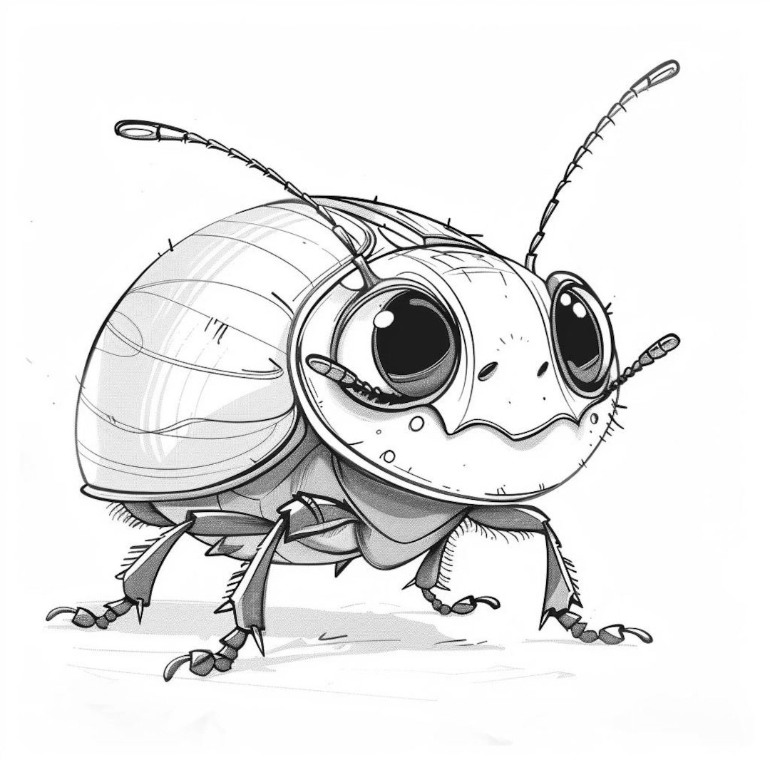Beetle Bug Cartoons Black and White Bundle 1 50 Digital Ai Line Art PNG ...