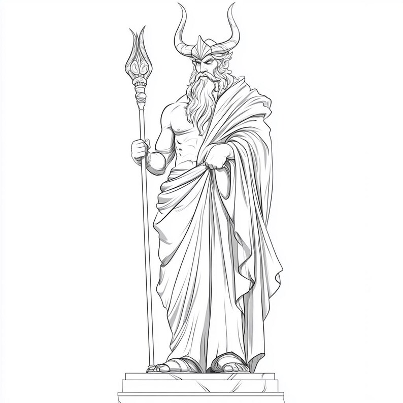 Hades Greek God Designs Black/white Line Art Bundle 2 40 Digital Ai ...