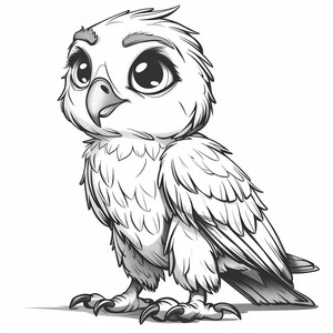 Hawk Cartoon Illustration Black and White Bundle 2 60 Digital Line Ai ...